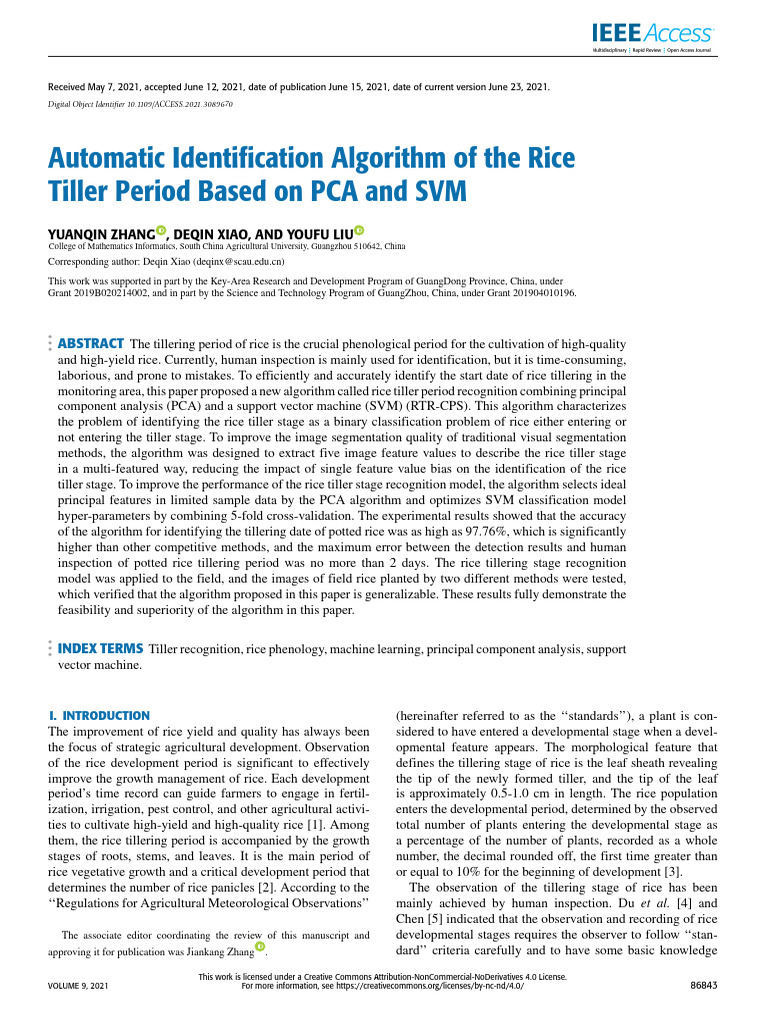 Automatic Identification Algorithm of The Rice Tiller Period Based On ...