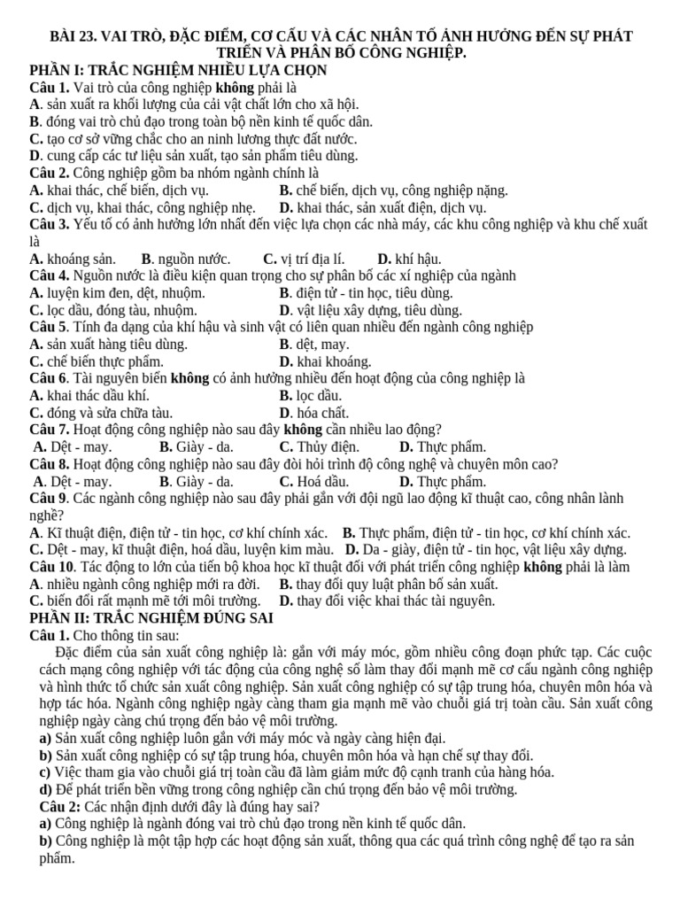 ÔN TÂP K10 BAI 23-28 Gui HS | PDF