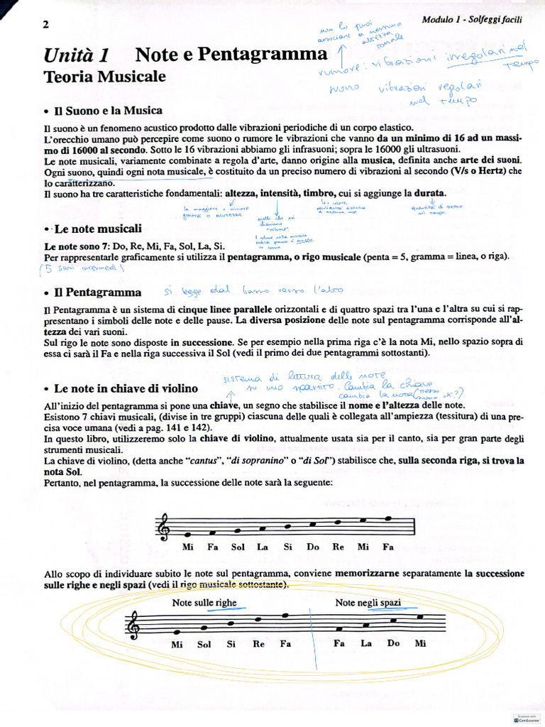 Solfeggio - Unità 1 | PDF