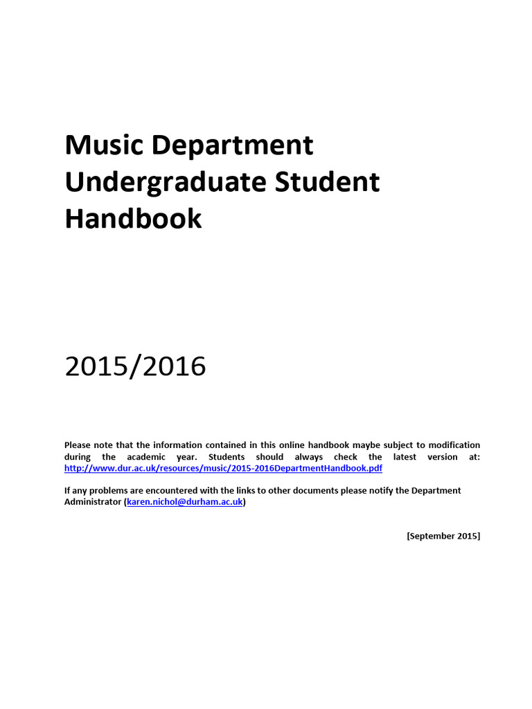 2015-2016 Department Handbook | PDF | Piano | Musicology