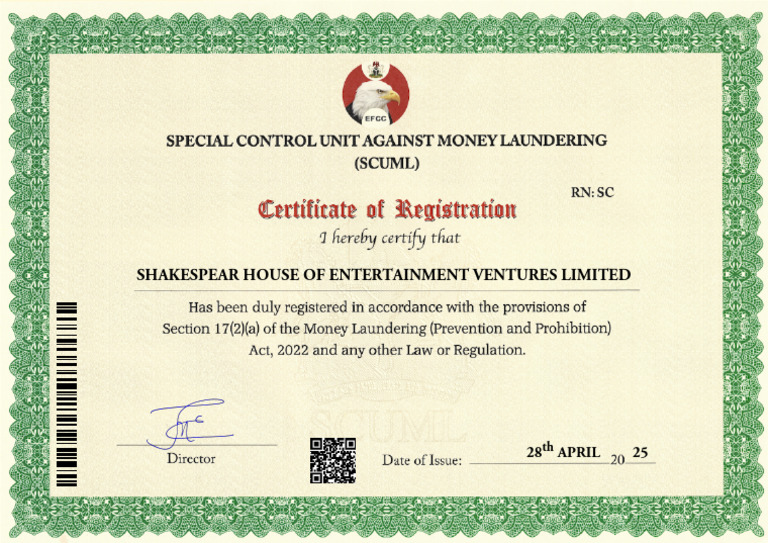 SCUML Certificate SC151007619 | PDF