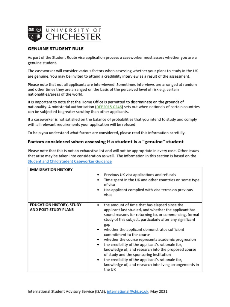GENUINE-STUDENT-RULE | PDF | Travel Visa | Motivation