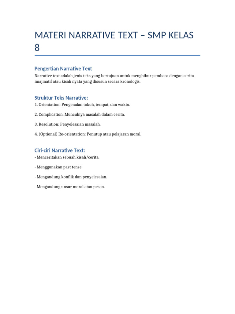 Materi_Narrative_Text_SMP_Kelas_8 | PDF