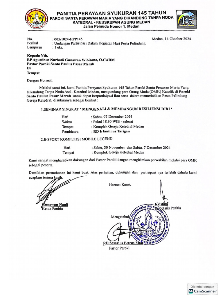 Surat Undangan Partisipasi Syukuran 145t | PDF