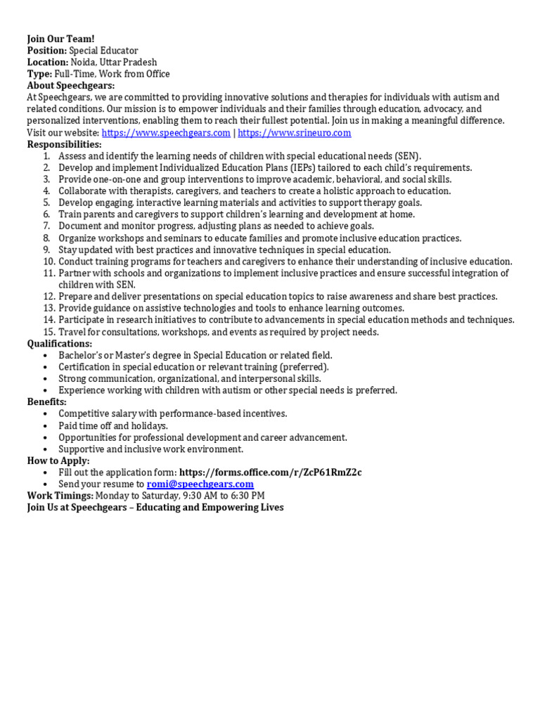 Special Education Job Description-2 | PDF | Special Education ...