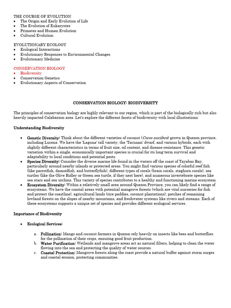 3.1 - Conservation Biology - Biodiversity | PDF | Conservation Biology ...