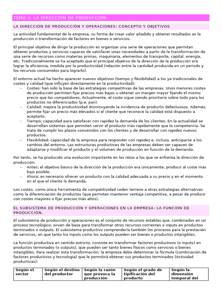 Tema 3. Negocios II | PDF | Lean Manufacturing | Calidad (comercial)