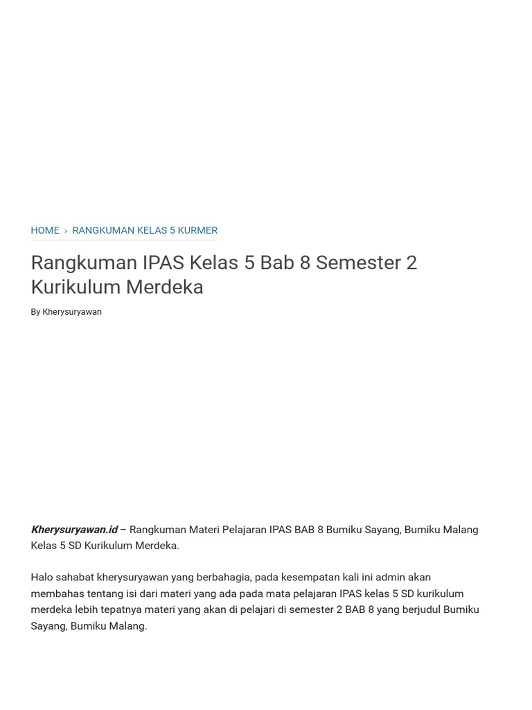 Rangkuman IPAS Kelas 5 Bab 8 Semester 2 Kurikulum Merdeka - Kherysuryawan - Id | PDF