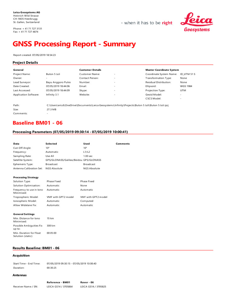Buton 5 Juli GNSS Processing Report - Summary | PDF | Global Positioning System | Latitude