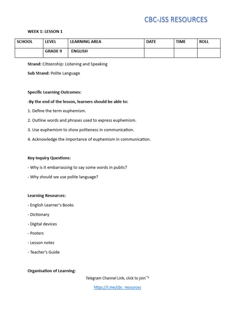 Grade 9 Rationalized English Lesson Plans Term 1 | PDF | Learning | Poetry