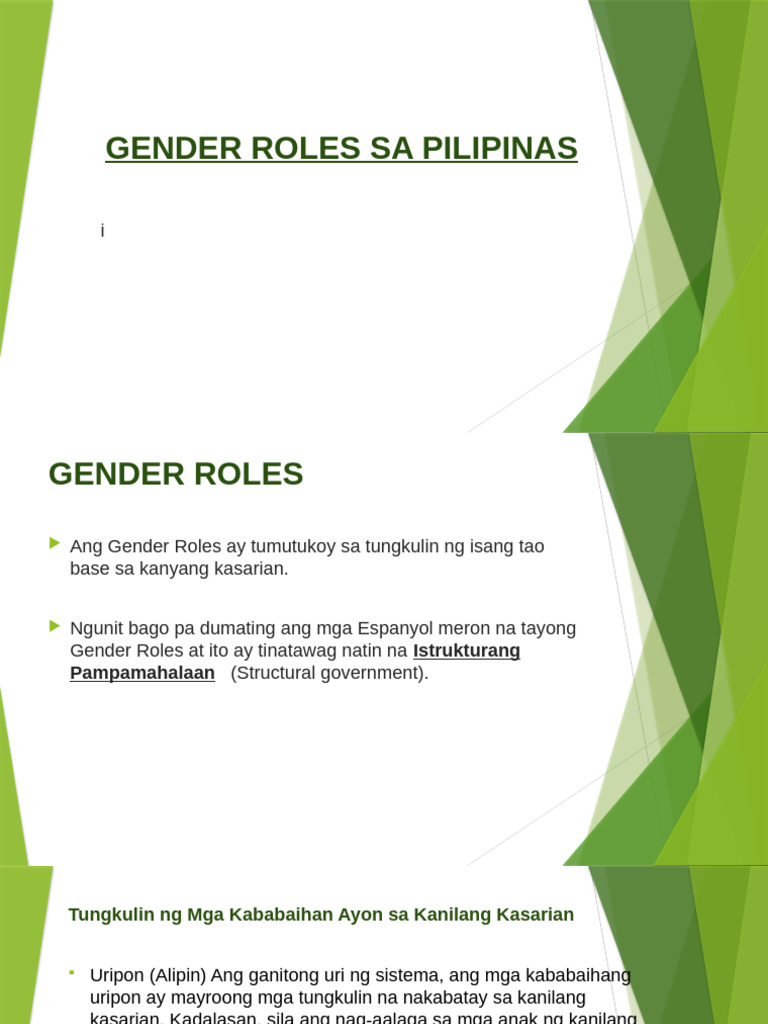 Gender Roles Sa Pilipinas AP | PDF