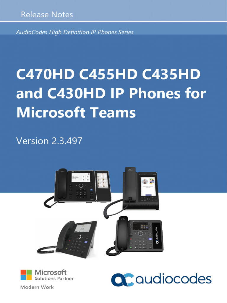 c470hd c455hd c435hd Ip Phones for Microsoft Teams Release Notes Ver 23 ...