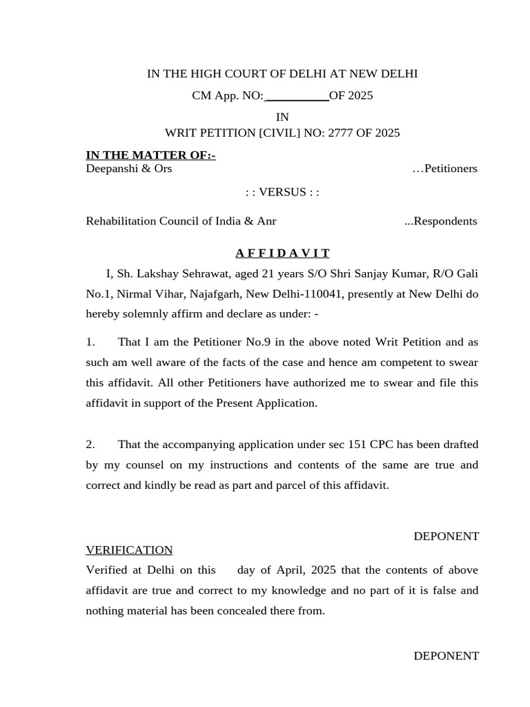 WPC Rci Affidavit | PDF