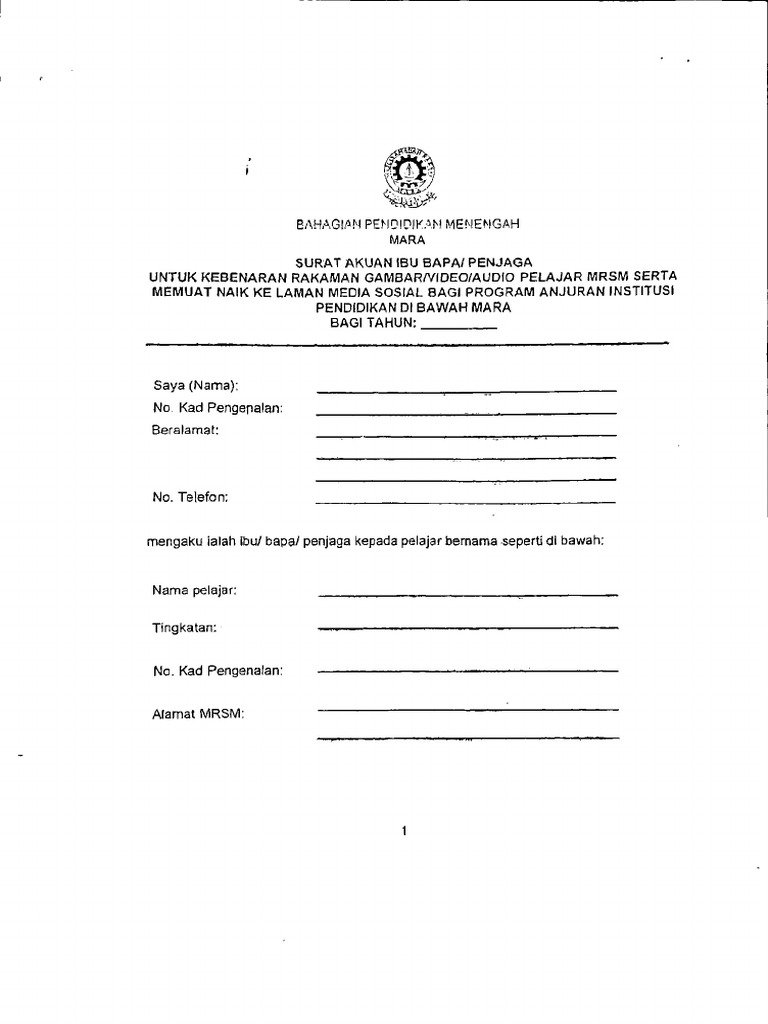 Borang Kebenaran Media Sosial | PDF