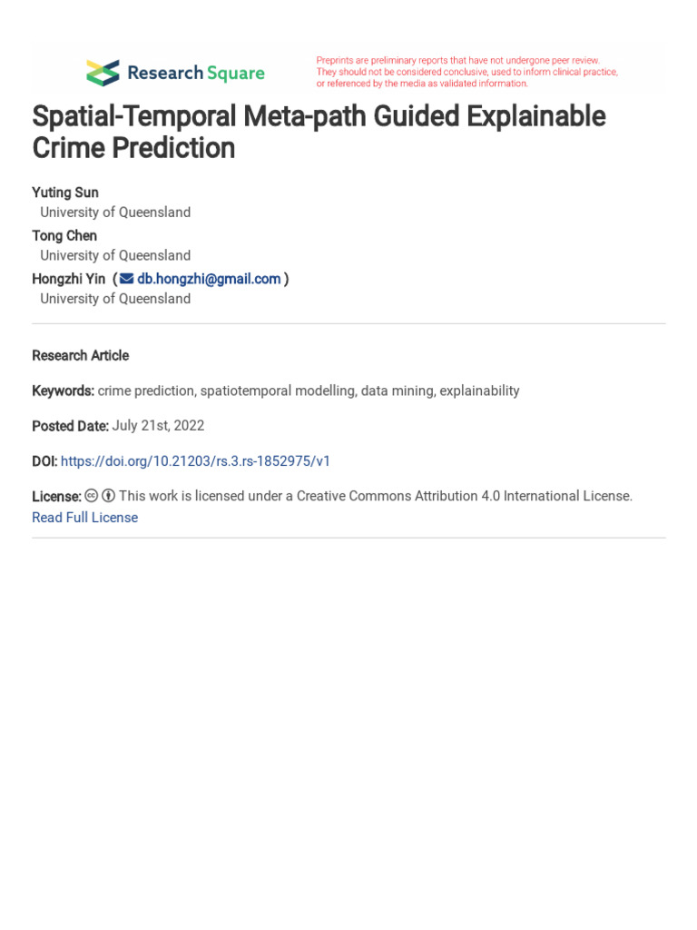 Spatial Temporal Meta Path Guided Explainable Crime 2w1absi6 | PDF | Information | Crimes
