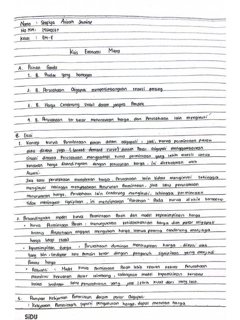 Kuis Oligopoli Shafiya 167 | PDF
