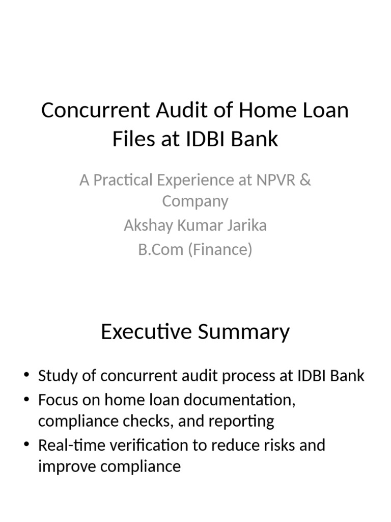 Concurrent Audit IDBI Presentation | PDF