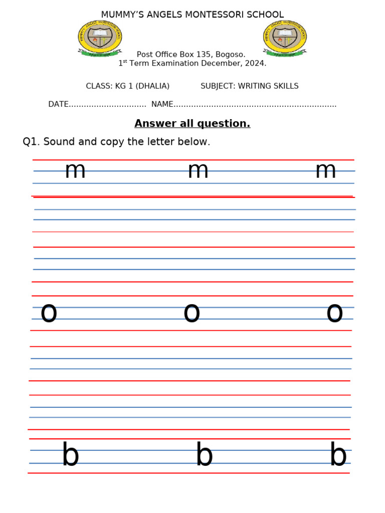 Writing Skills KG 1 | PDF