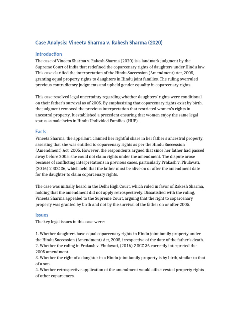 Vineeta Sharma V Rakesh Sharma Cited Analysis | PDF | Precedent ...