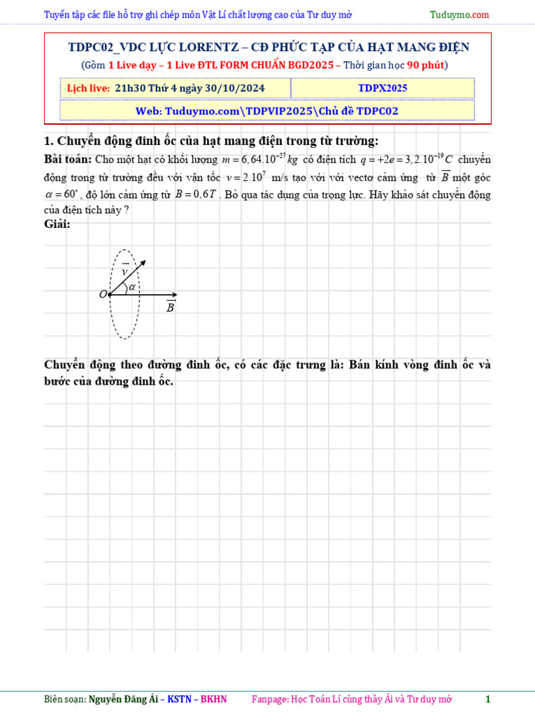 Tdpc02 - L C Lorentz Và NG D NG 02 - Dành Cho HSG - Hs | PDF