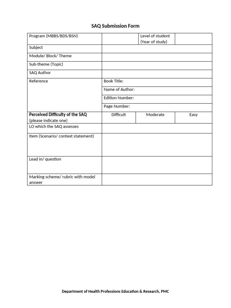 SAQ Submission Form | PDF