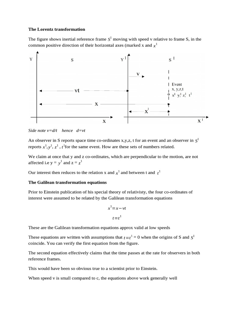 Understanding Lorentz Transformation Equations | PDF | Special ...
