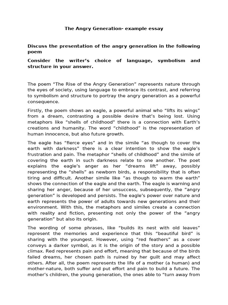 The Rise of The Angry Generation - Essay | PDF | Anger | Eagle