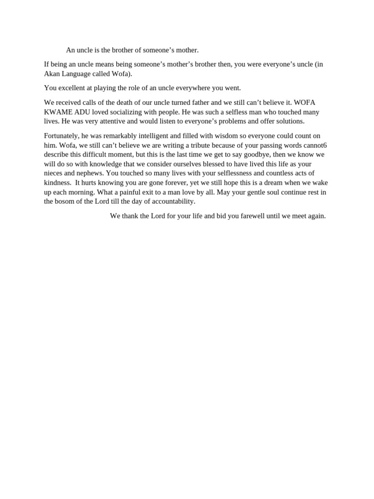 An Uncle Is The Brother of Someone | PDF