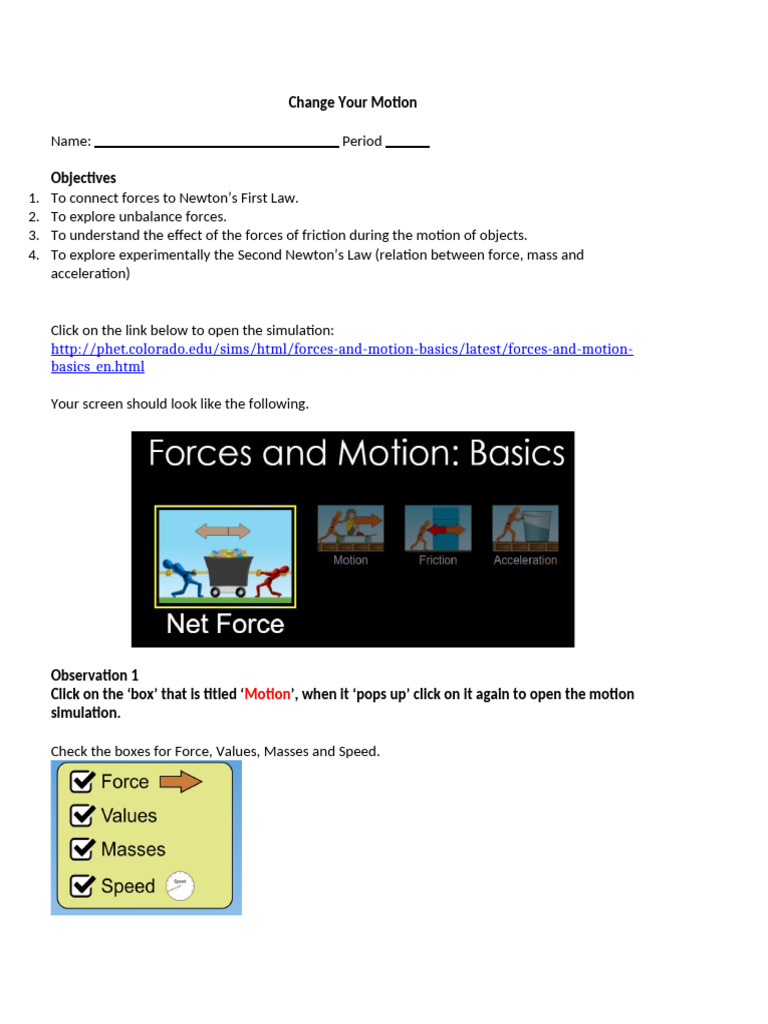 Force and Motion Inquiry 1 | PDF | Force | Acceleration