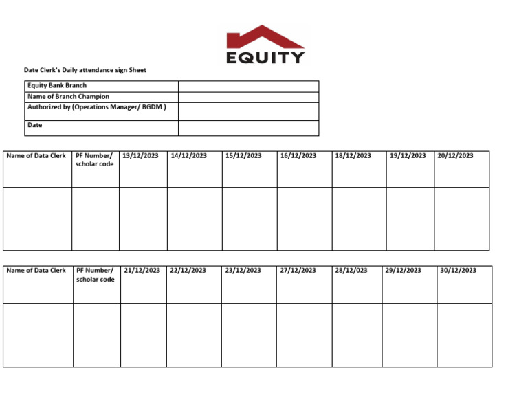 Data Clerks Daily Sign Sheet | PDF