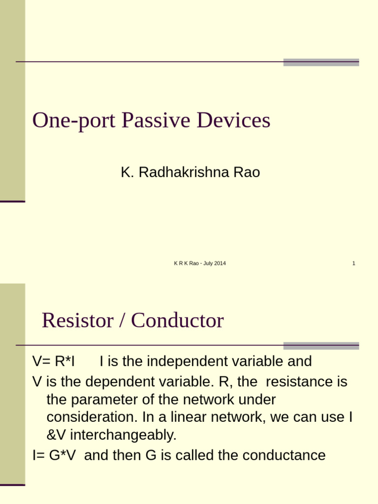 One-Port Passive Devices | PDF | Passivity (Engineering) | Resistor
