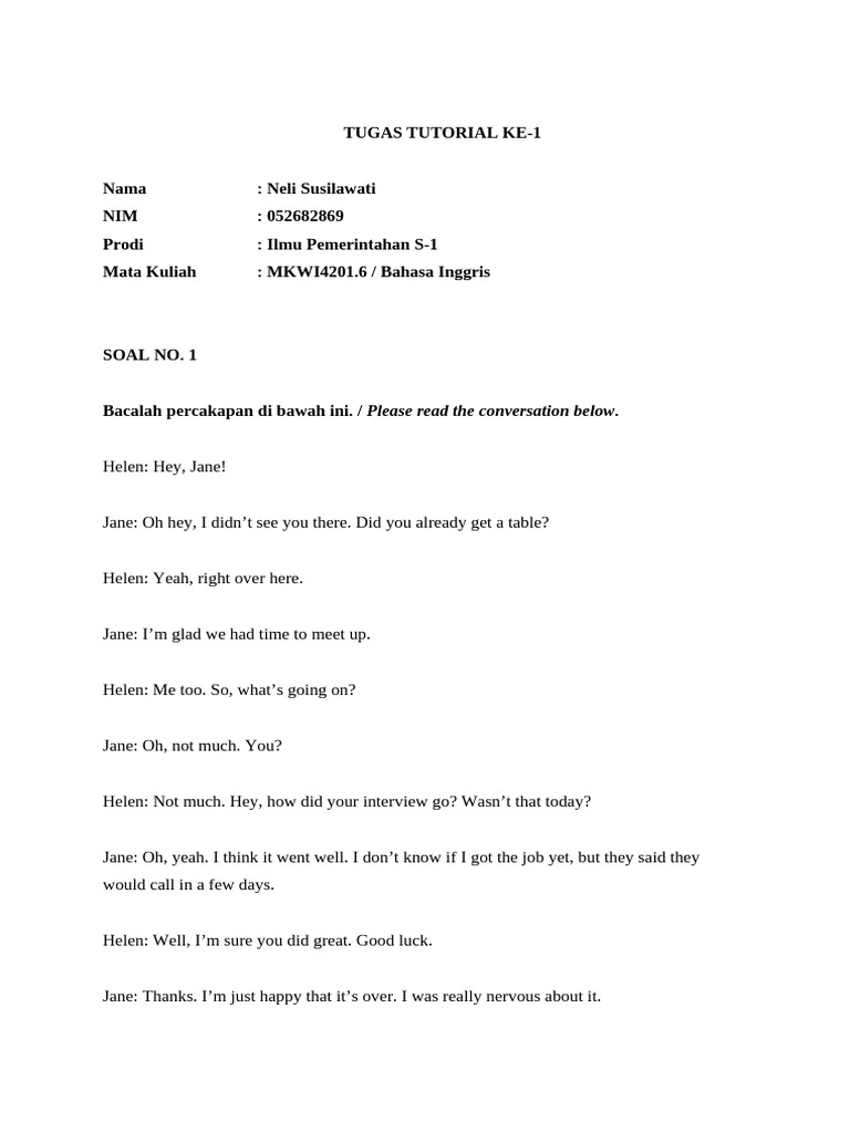 Tugas 1 MKWI4201 - Neli Susilawati | PDF | Communication | Human Communication