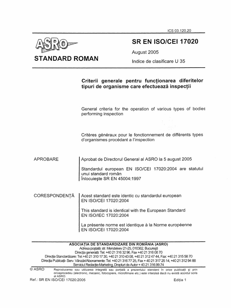 SR EN ISO 17020 | PDF
