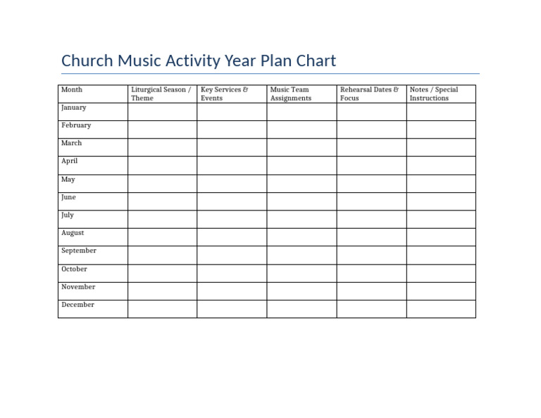 Church Music Year Plan Overview | PDF