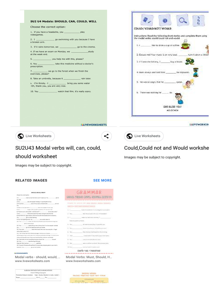 Can Could Will Would Worksheet - Google Search 123614 | PDF