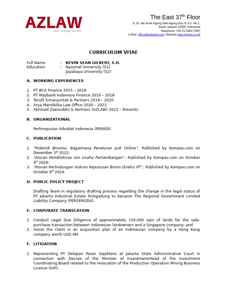 CV Kevin Sean Gilbert - Eng | PDF