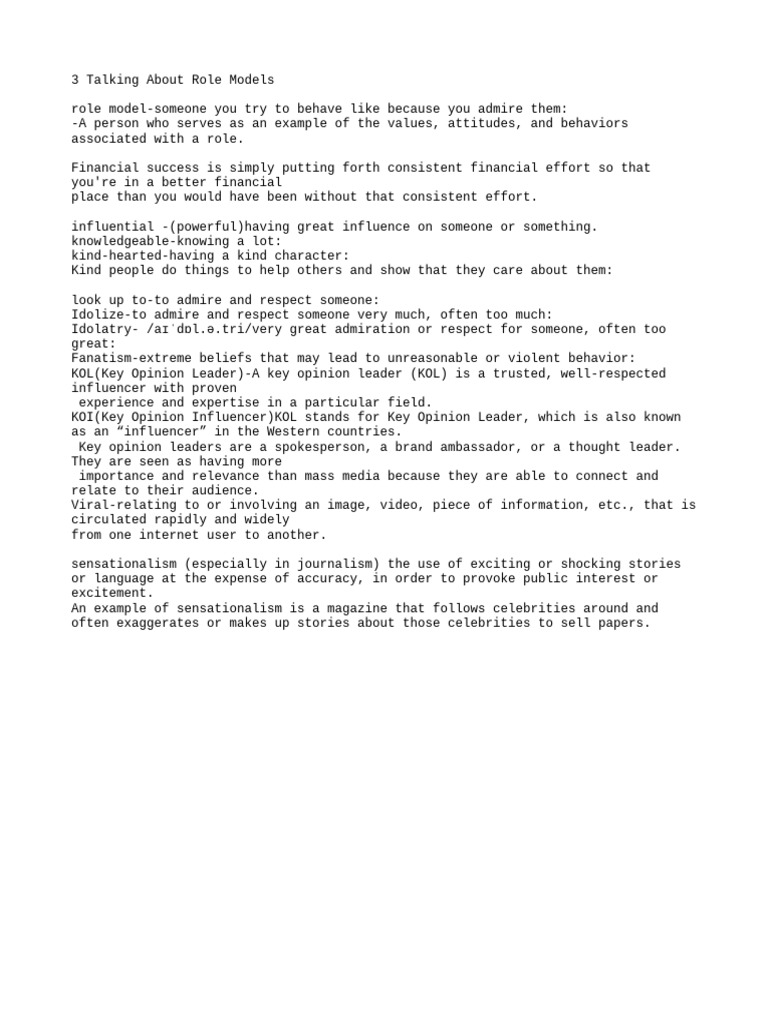 3 Talking About Role Models | PDF