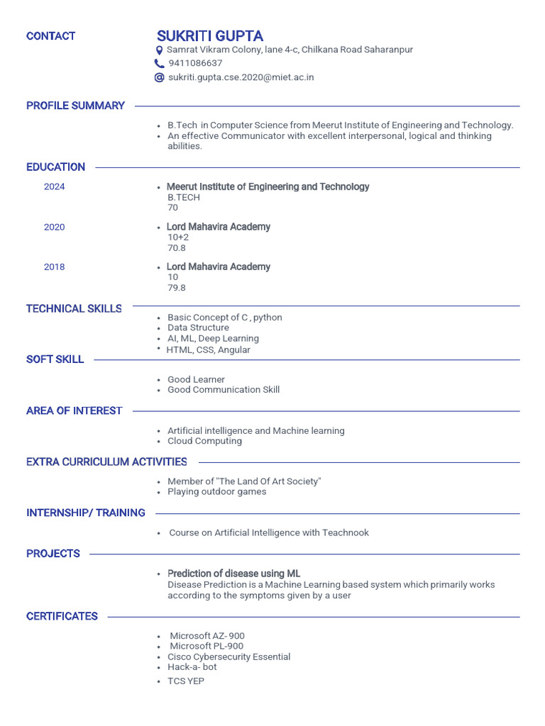Resume Sukriti | PDF