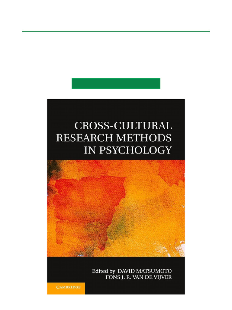 Cross Cultural Research Methods in Psychology, 1st Edition Textbook PDF ...