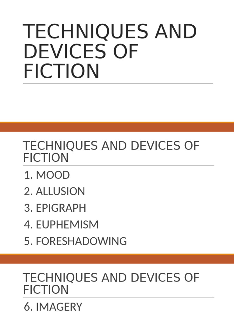 Fiction Techniques and Devices Explained | PDF