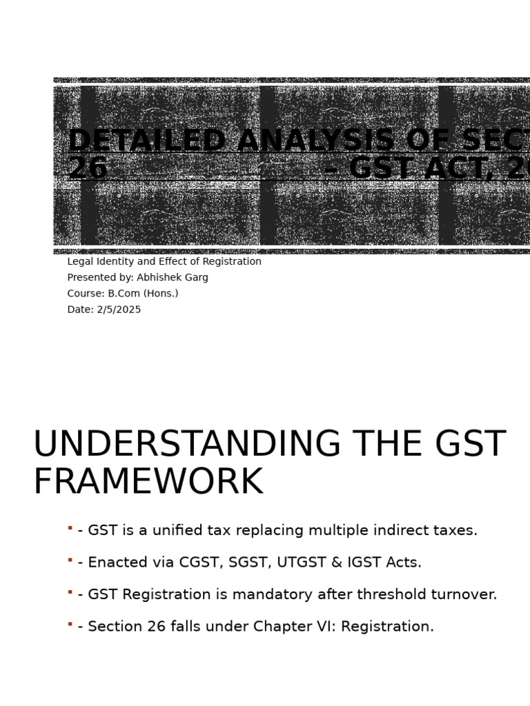 Section 26 GST Act Detailed Presentation | PDF