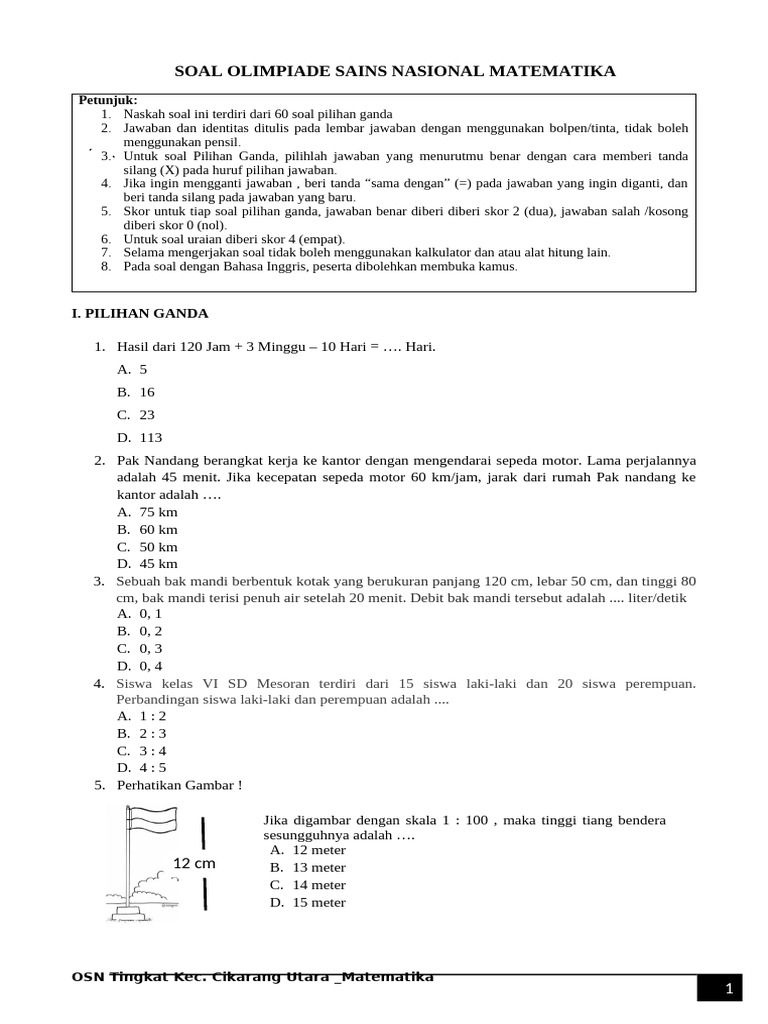 Latihan SOAL OSN MATEMATIKA 2025 | PDF