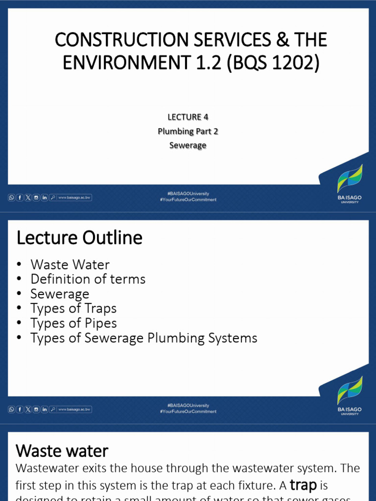 Lecture 4 - Plumbing Part 2 | PDF | Sanitary Sewer | Sewerage