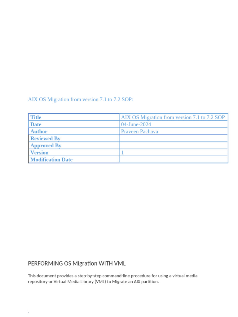 AIX 7.1 to 7.2 Migration SOP | PDF | Booting | Floppy Disk