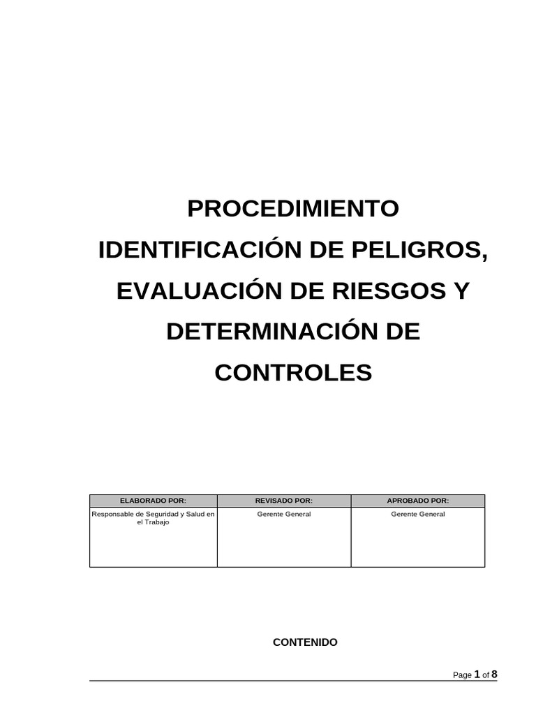 Procedimiento IPERC | PDF | Seguridad y salud ocupacional | Riesgo