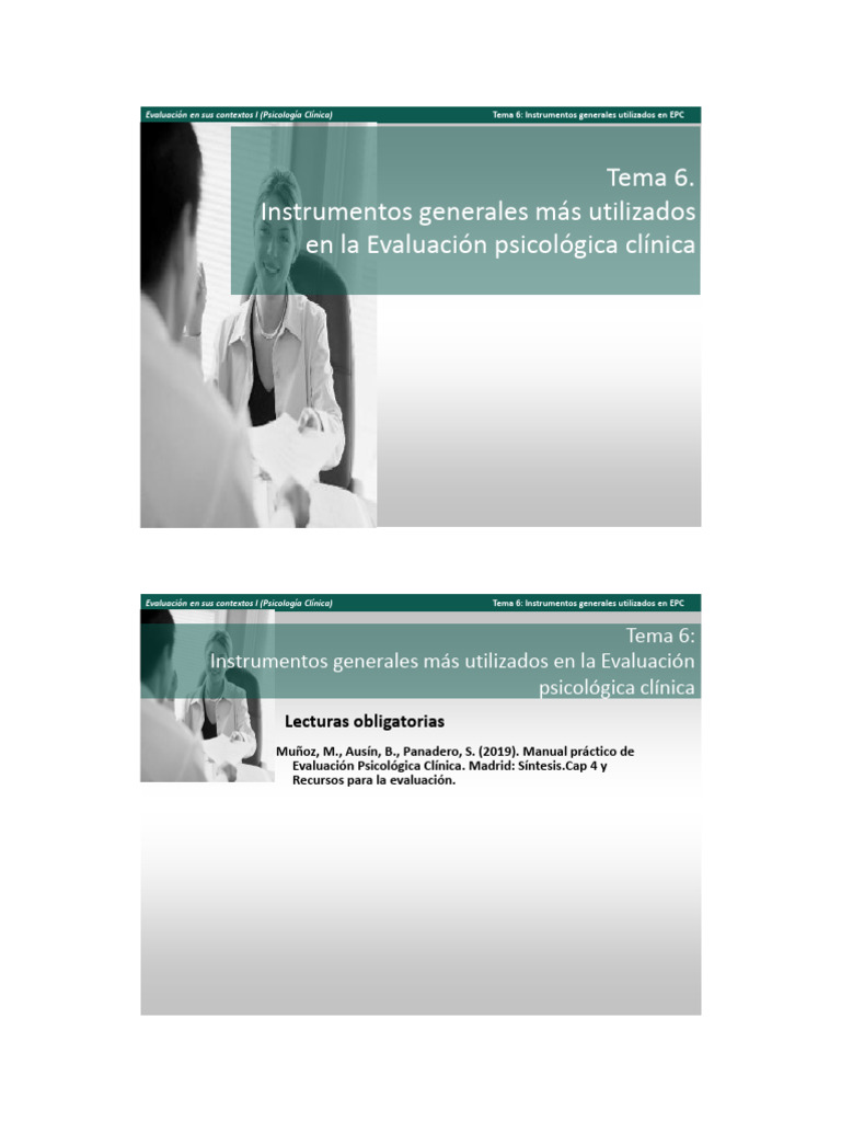 T6. Instrumentos Generales Más Utilizados en Evaluación Psicológica ...