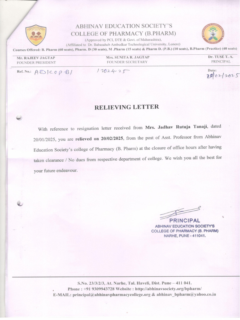 Mrs - Jadhav Rutuja Reliving &experince | PDF