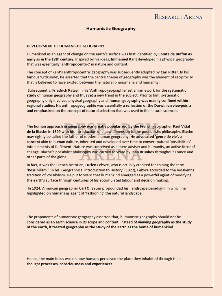 Humanistic Geography-Research Arena | PDF | Geography | Idealism