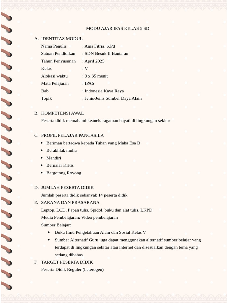 Modu Ajar Ipas Kelas 5 SD | PDF