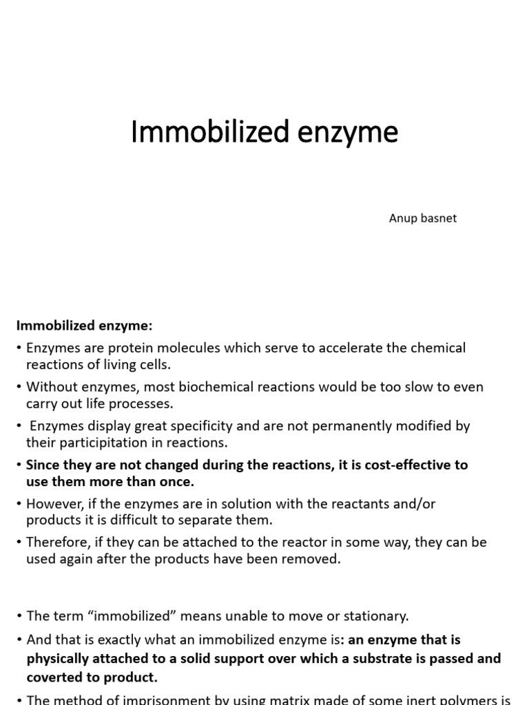 Enzyme Immobilization Technology | PDF | Enzyme | Active Site